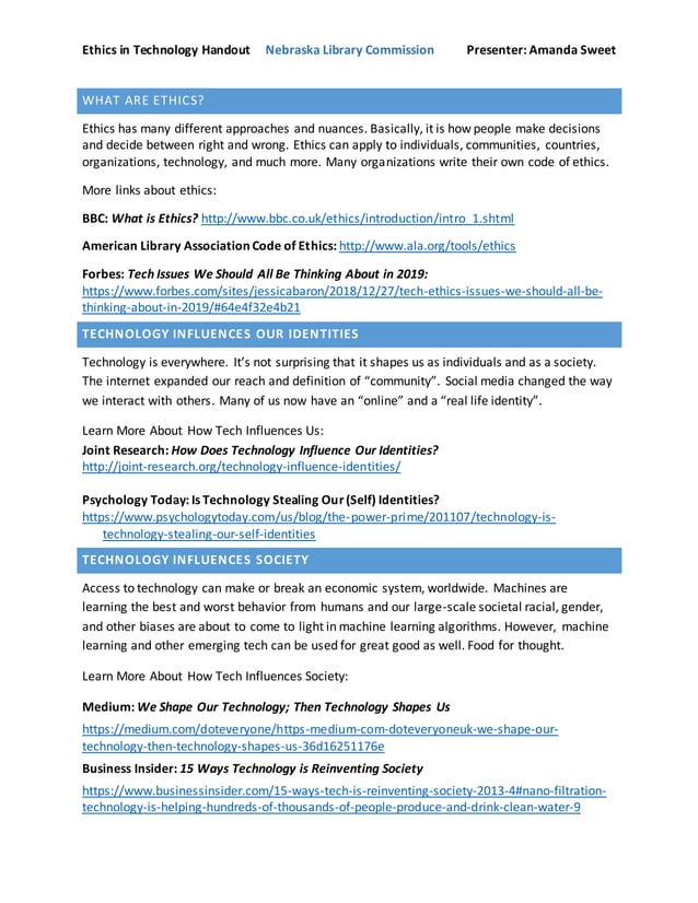 Ethics in Technology Handout | DOCX
