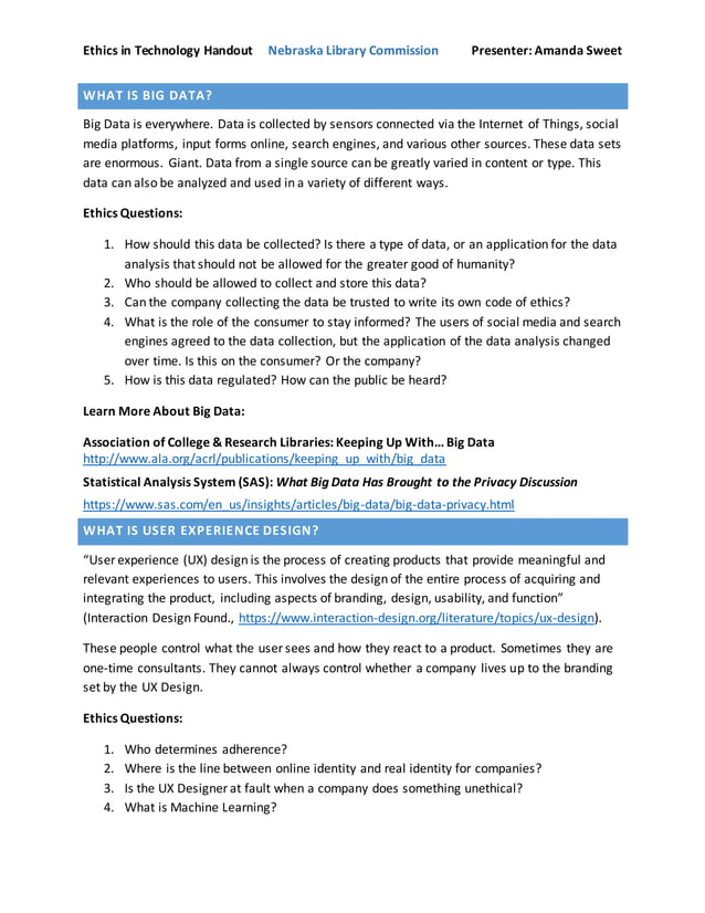 Ethics in Technology Handout | DOCX