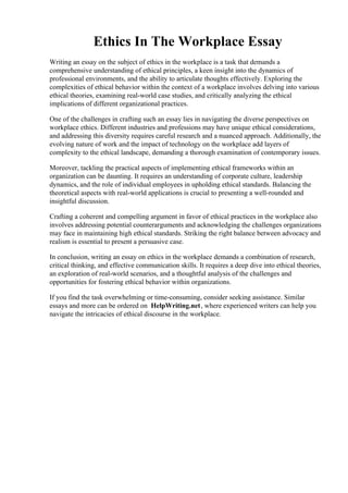 Ethics In The Workplace Essay.pdf