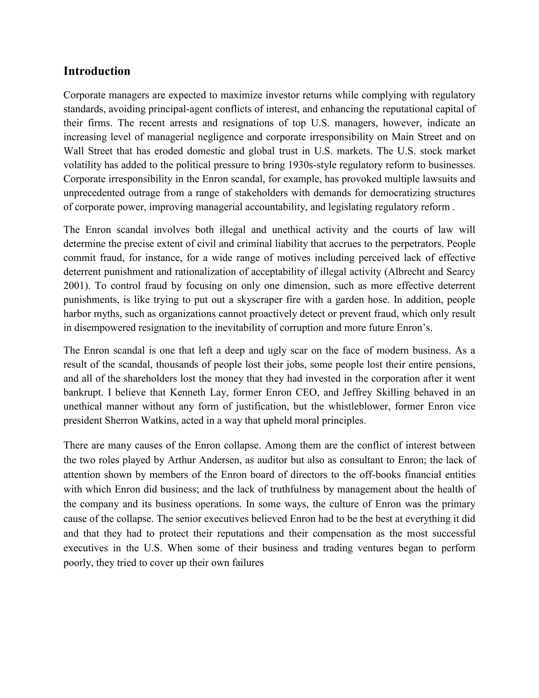 Ethics Issues At Enron | PDF