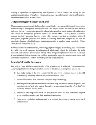 Ethics Issues At Enron | DOCX