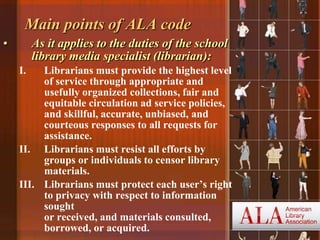 Ethics and legal issues in school librarianship | PPTX