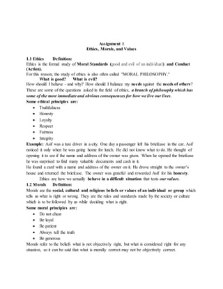 Ethics, morals, and values | PDF