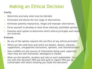 Intro to Ethical Decision Making: Ethics and Moral Values | PPTX