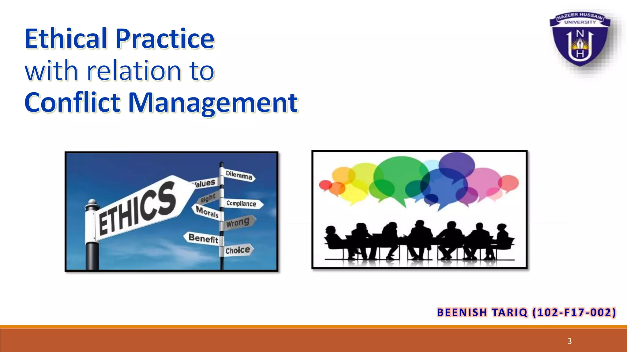 Ethics & moral values with relation to conflict management | PPTX