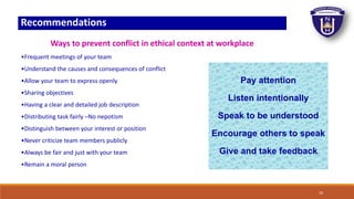 Ethics & moral values with relation to conflict management | PPTX