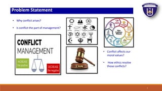 Ethics & moral values with relation to conflict management | PPTX