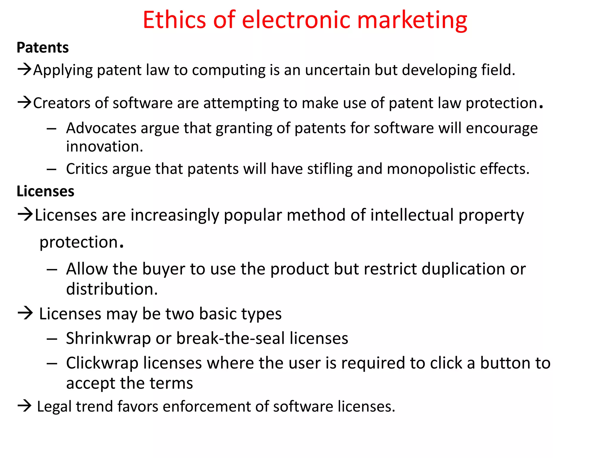 Ethics of electronic marketing | PPT