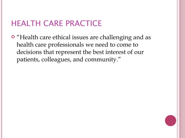 Ethics of health care introduction | PPT