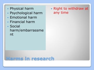Ethics of research | PPTX