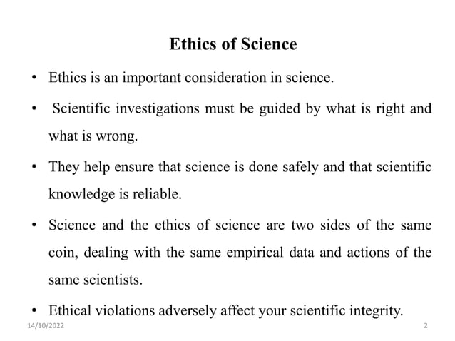 Ethics of Science and Scientific Misconduct.pptx | Science