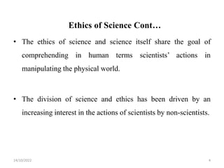 Ethics of Science and Scientific Misconduct.pptx | Science