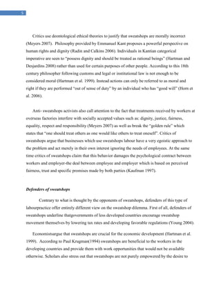 Ethics of Sweatshops: Managing Global Labour Standards in the Sporting ...