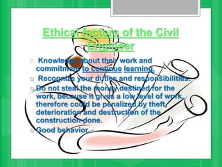 Ethics of the exercise of civil engineering | PPTX