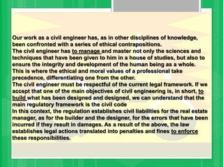 Ethics of the exercise of civil engineering | PPTX
