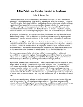 Ethics Policies and Training Essential for Employers | PDF | Business ...