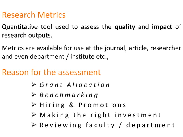 Research Metrics - Part 1 | PPTX