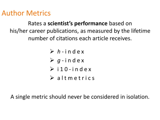 Research Metrics - Part 1 | PPTX