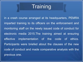 PEMRA electronic media code of conduct | PPTX