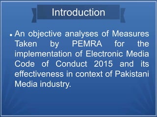 PEMRA electronic media code of conduct | PPTX