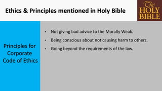 Ethics & principles mentioned in holy bible | PPTX