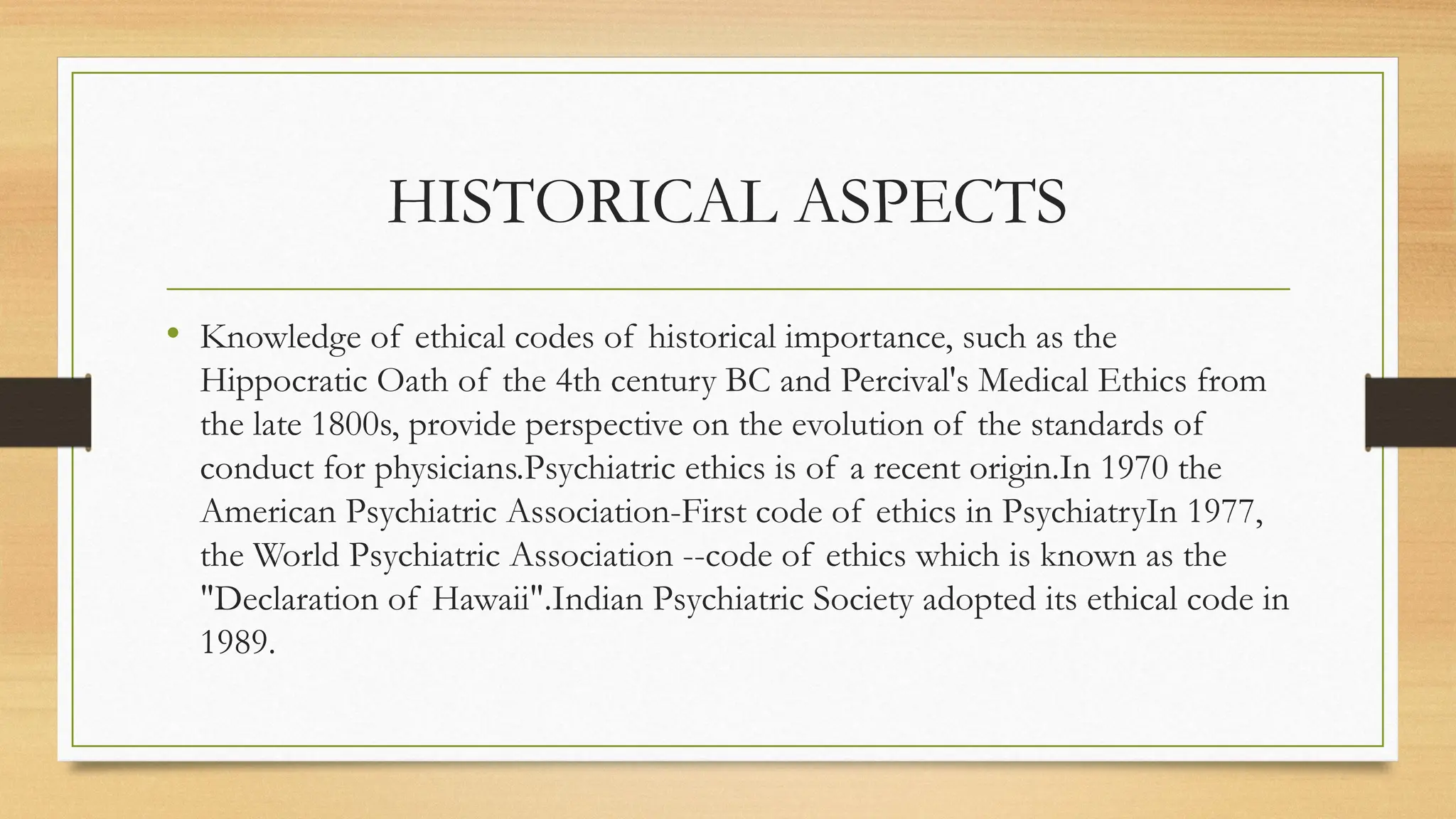 ethics in psychiatry presentation pg ppt | PPTX