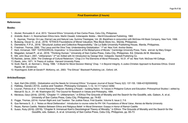 Ethics Syllabus (New Format-For Submision) 1st Sem., 2021-2022 - Julius Basallo.pdf | Education