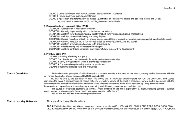 Ethics Syllabus (New Format-For Submision) 1st Sem., 2021-2022 - Julius ...
