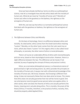 ETHICS The Philosophical Discipline of Action Meaning of Ethics.pdf | Christianity | Religion ...
