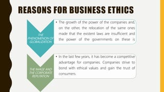 Organizational ethics reason for business ethics | PPTX
