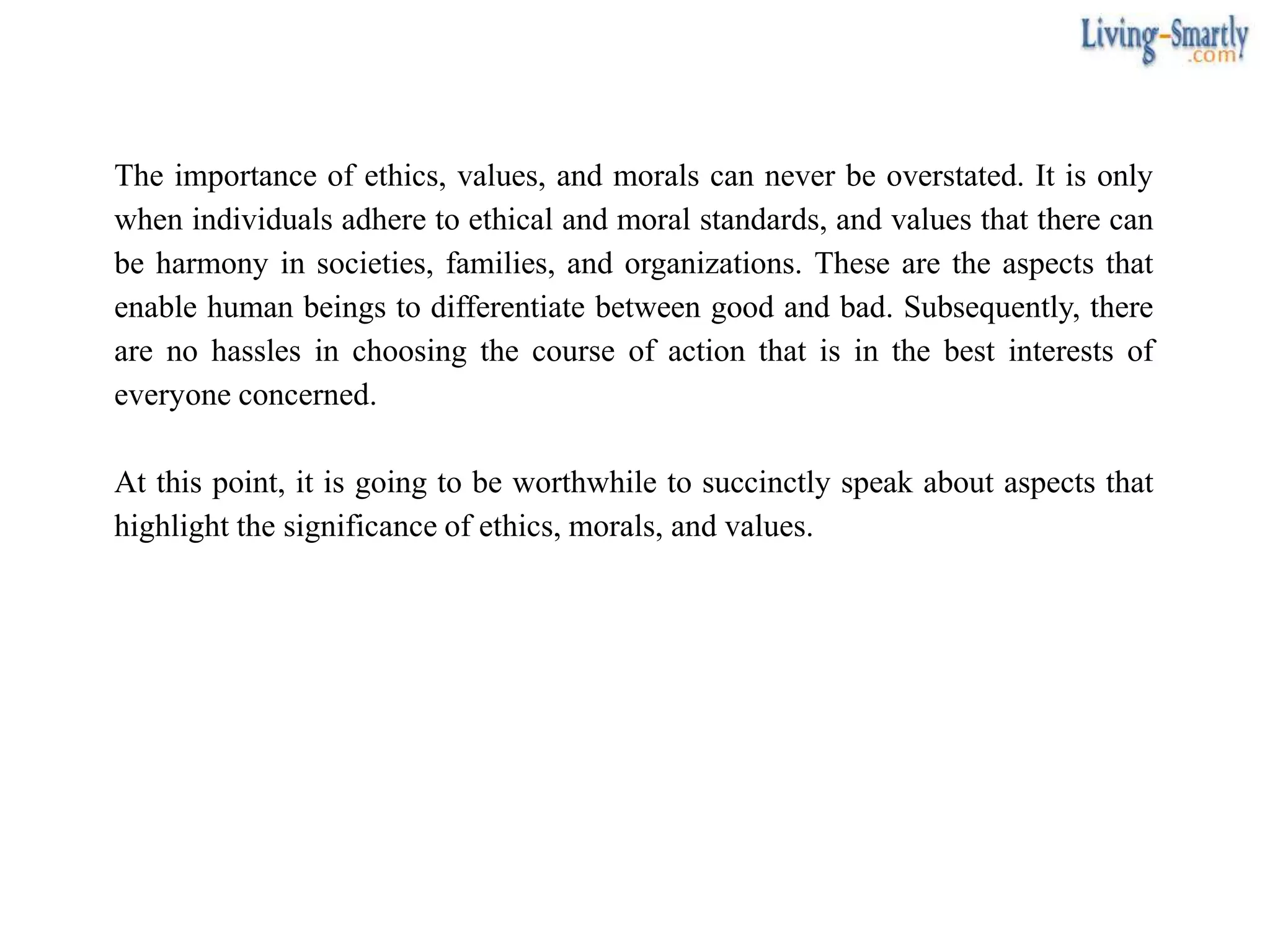 Ethics, Values, And Morals – Their Importance | PPTX