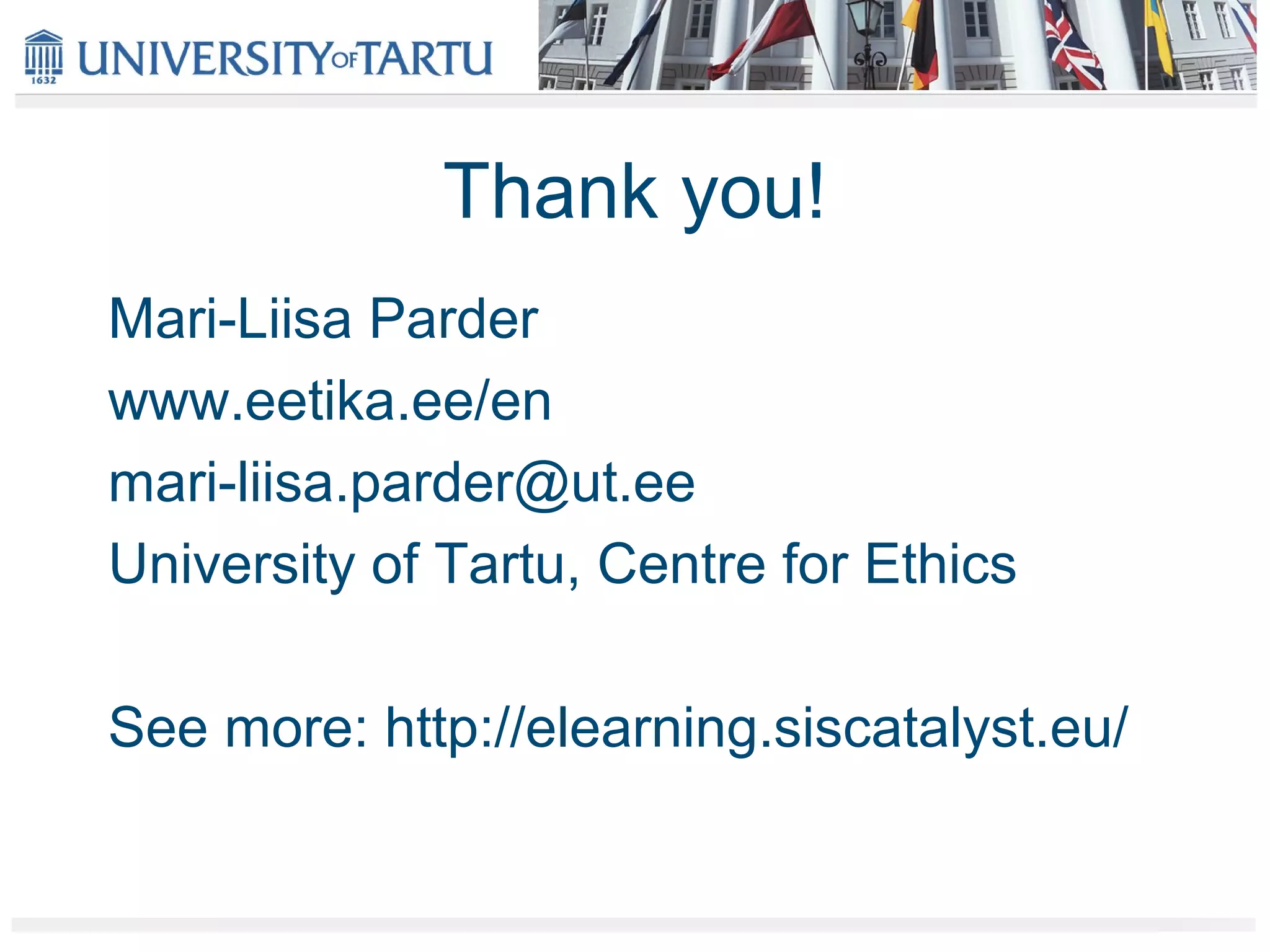 Ethics of working with children and students, Mari-Liisa Parder | PPT