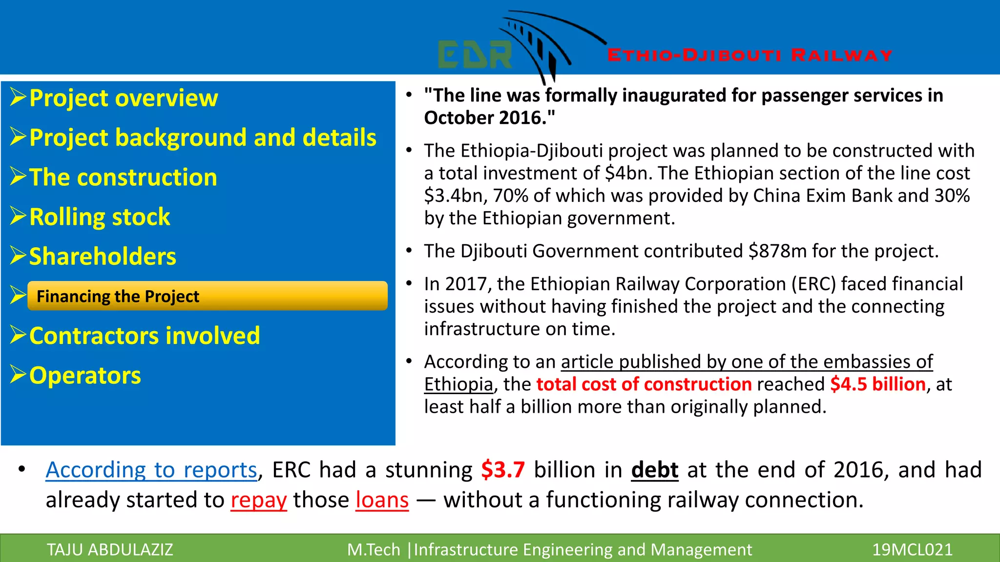 Ethio-Djibouti railway modernization by Mr Taju |PDPU 2020 | PDF