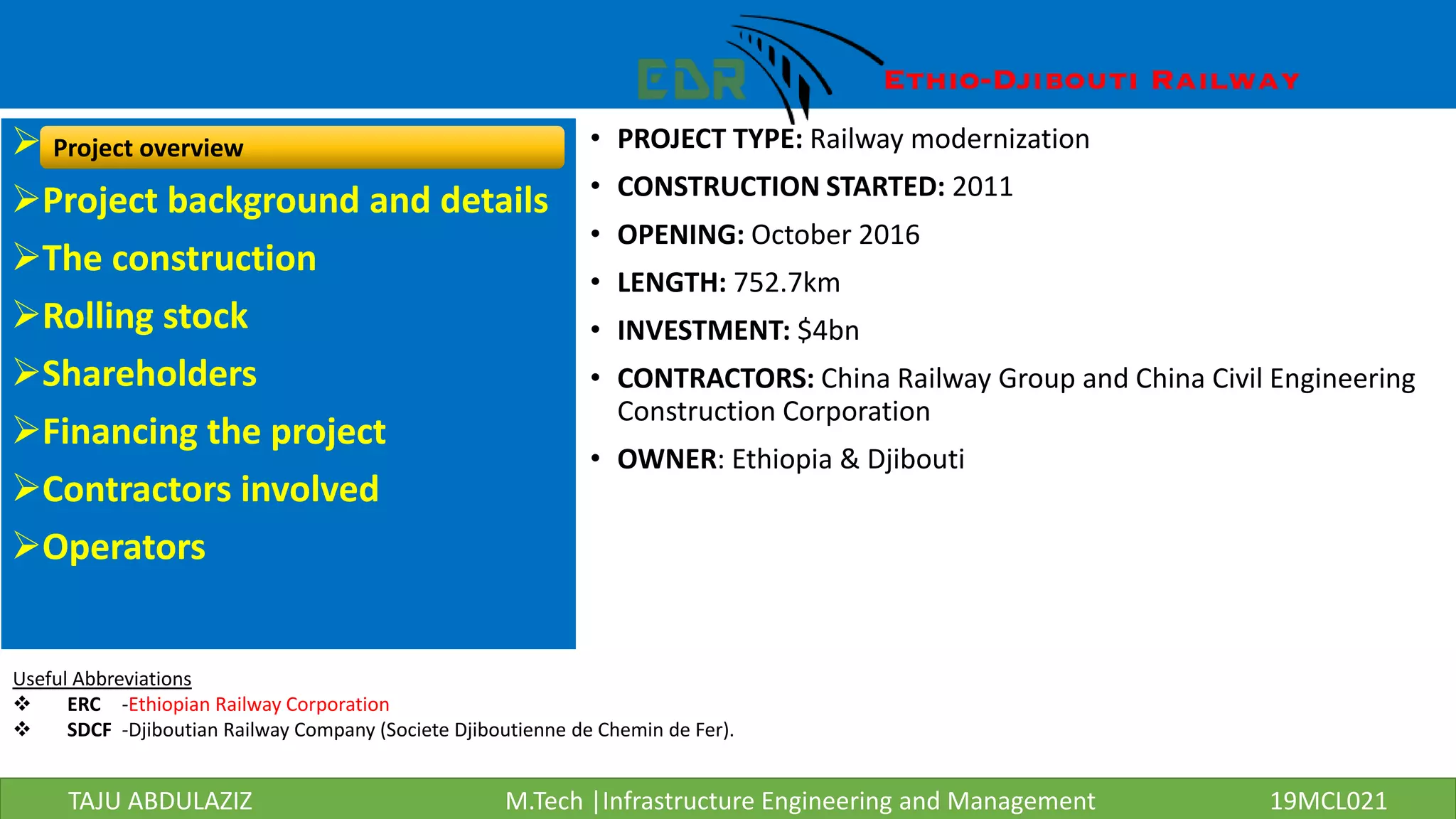 Ethio-Djibouti railway modernization by Mr Taju |PDPU 2020 | PDF