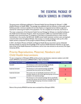 Essential Package of Health Services Country Snapshot: Ethiopia | PDF ...
