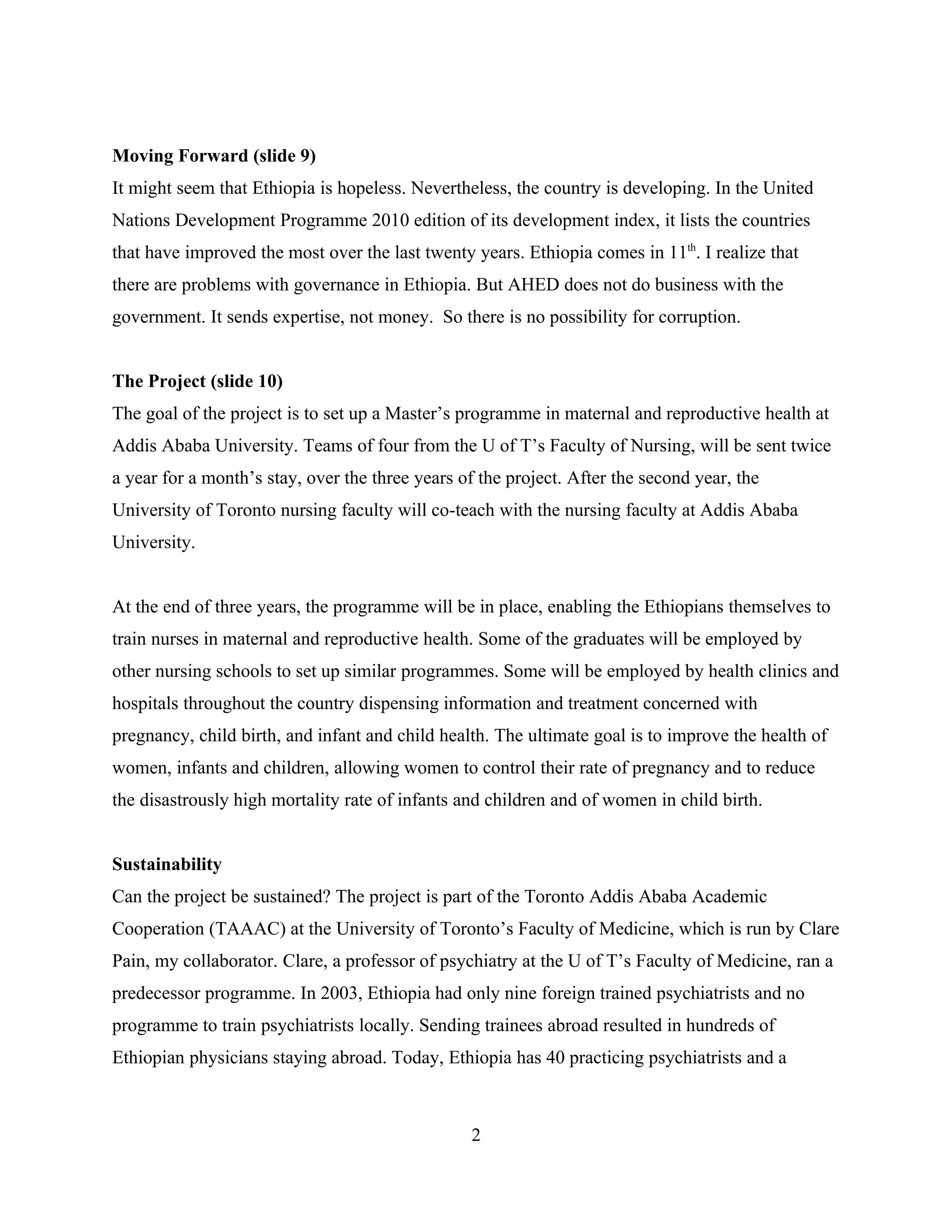 AHED - Ethiopia Nursing Project - Presentation | DOC