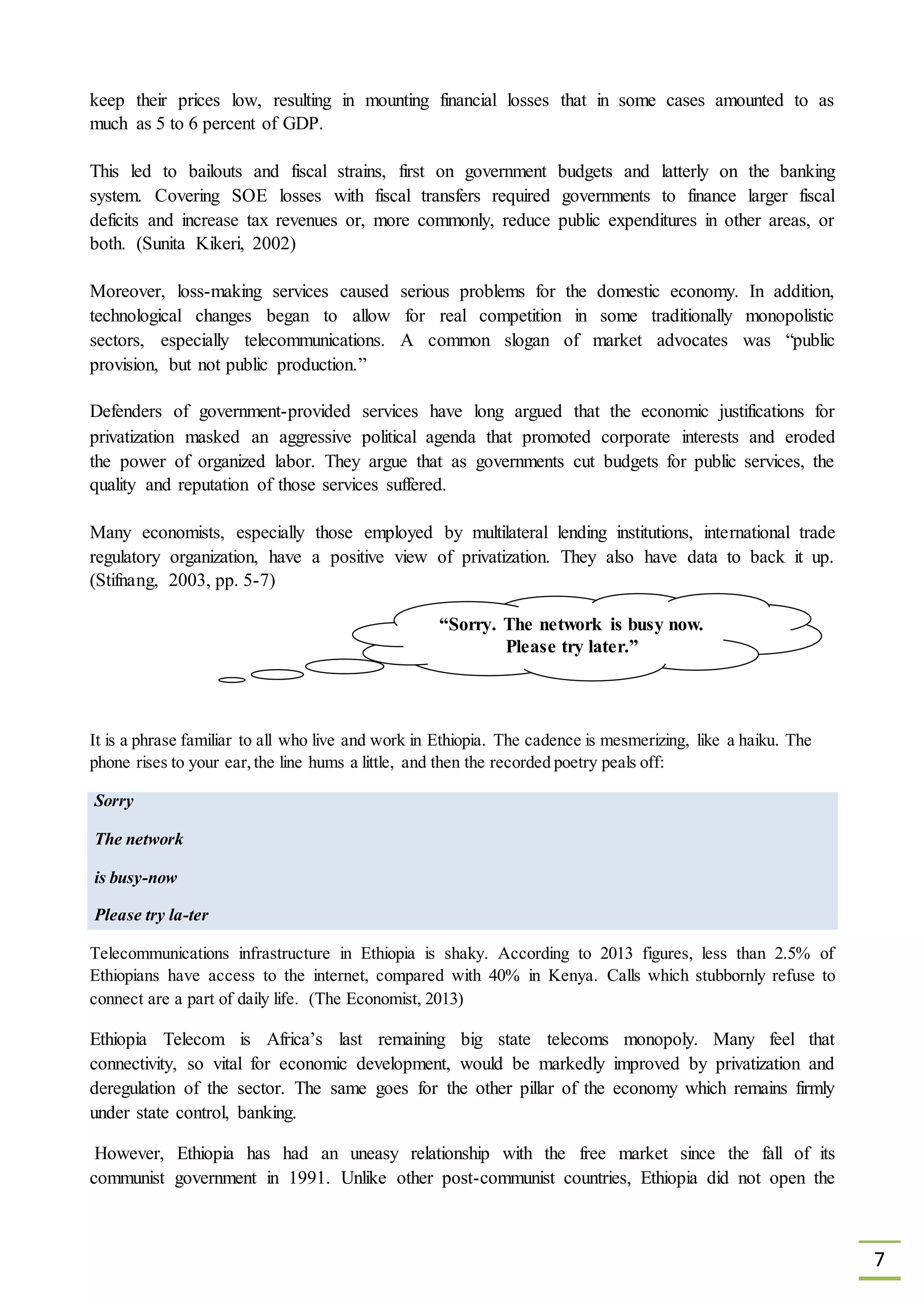 Ethiopia and World Trade Organization in Light of Privatization ...