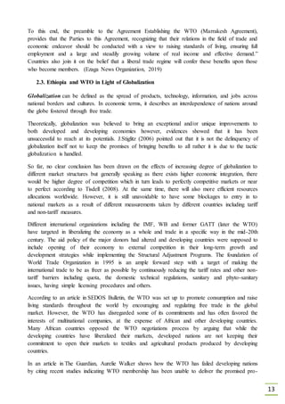 Ethiopia and World Trade Organization in Light of Privatization ...