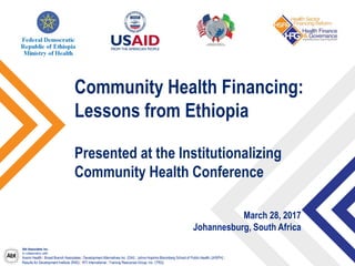 Community Health Financing: Lessons from Ethiopia | PDF