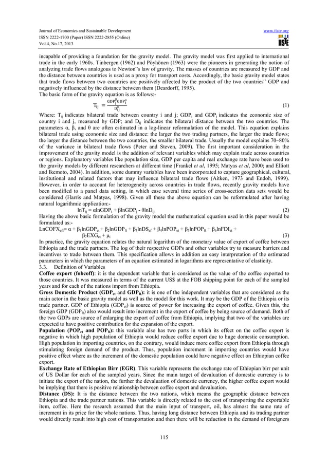 Ethiopian coffee trade pattern an augmented gravity modeling approach | PDF | Commodities | Economy