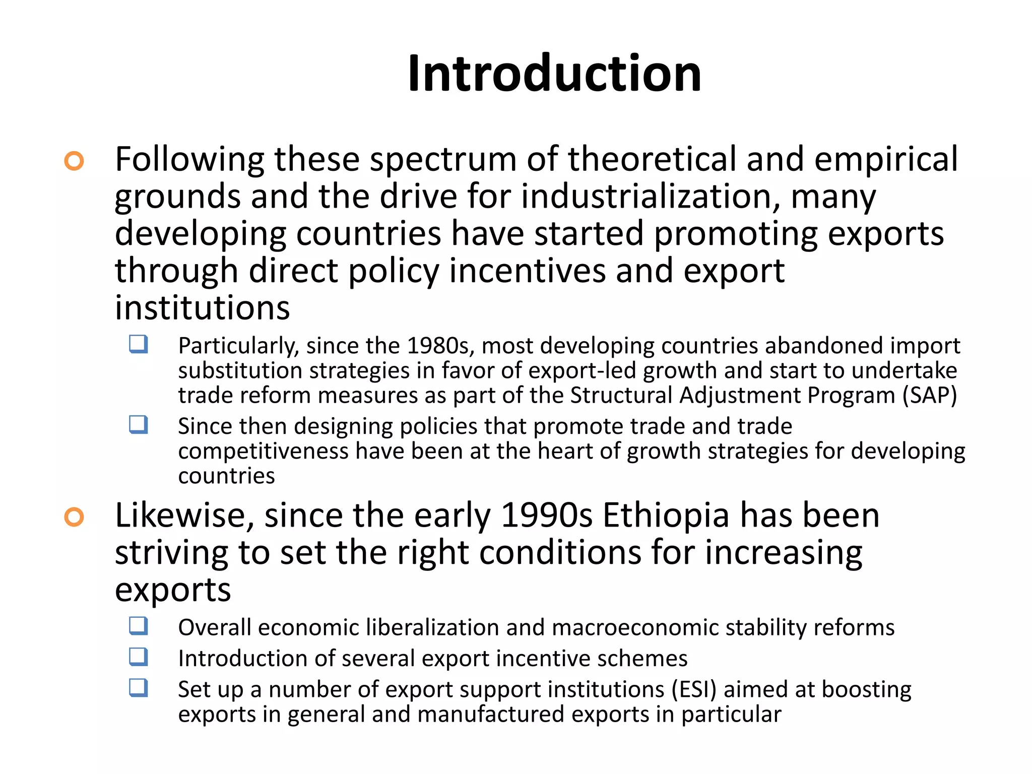 Ethiopian exports growth characteristics, dynamics and survival berihu ...