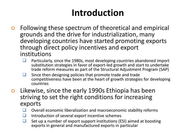Ethiopian exports growth characteristics, dynamics and survival berihu ...