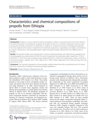 Ethiopian Propolis - Characteristics and Chemical Composition | PDF
