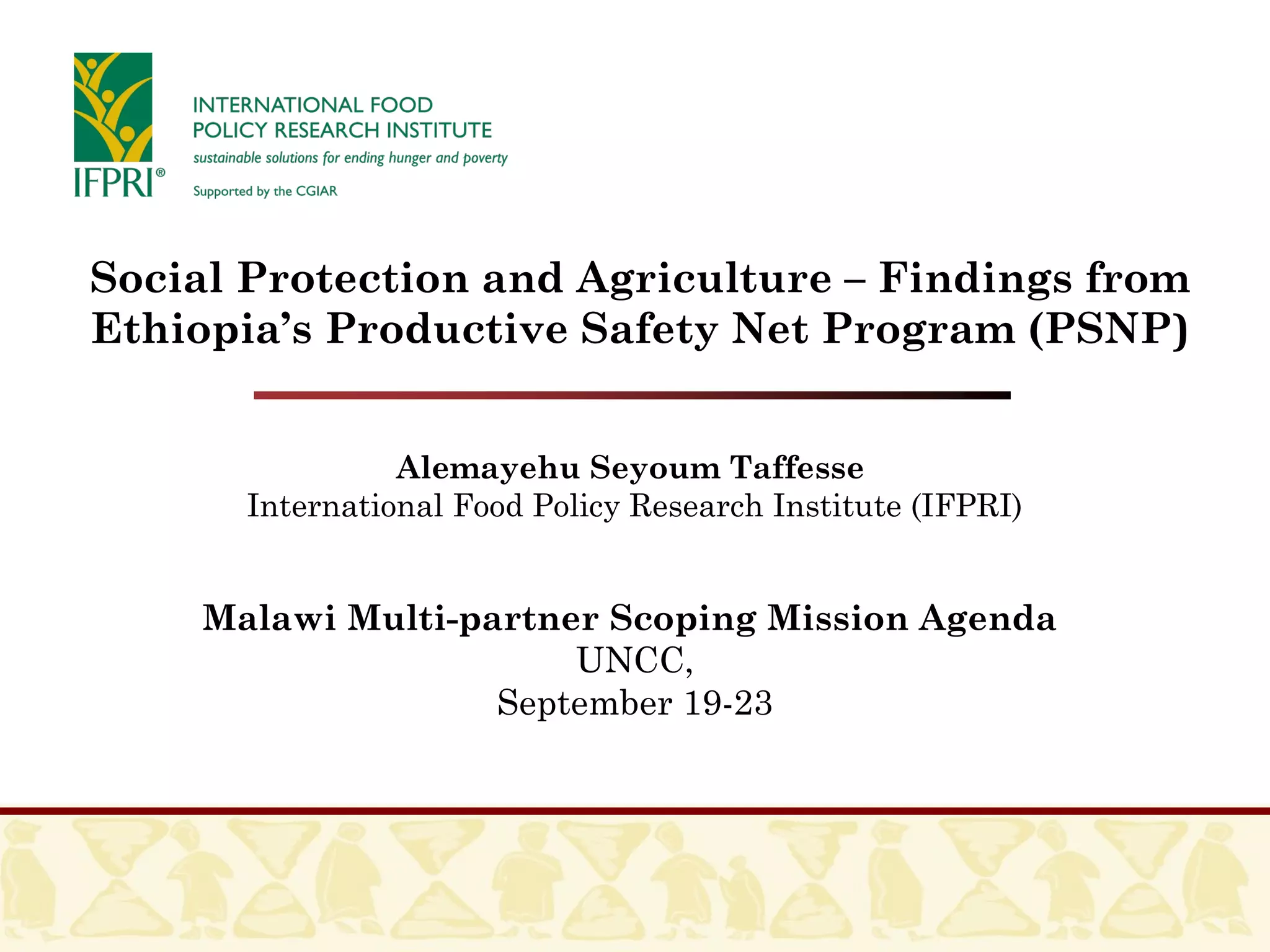 Social Protection and Agriculture – Findings from Ethiopia’s Productive ...