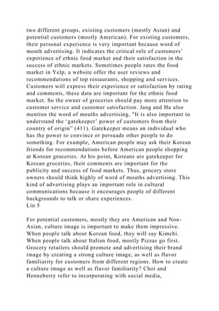 Ethnic Food of Cross-Culture Adaptation What role .docx