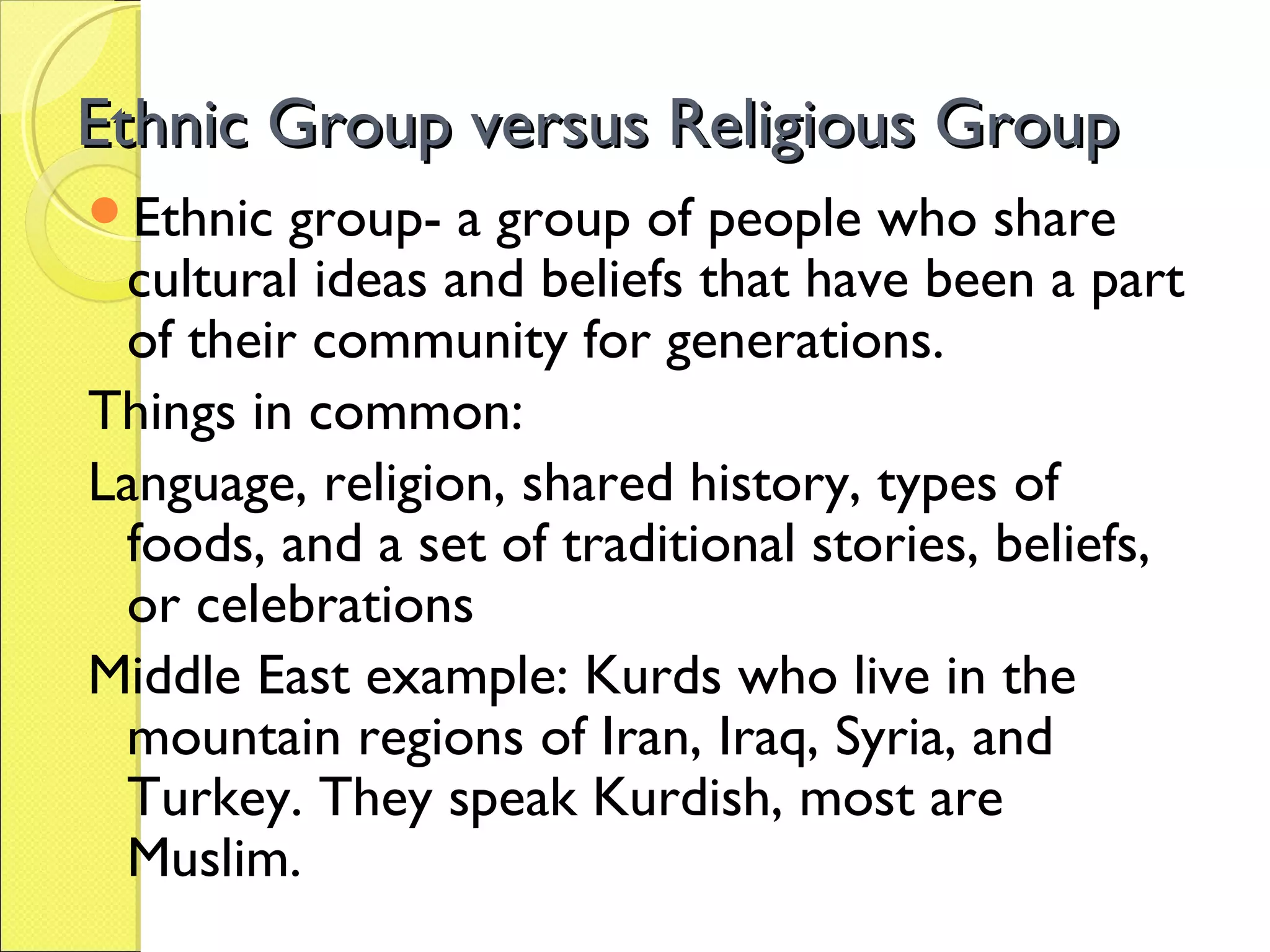 Ethnic group versus religious group | PPT