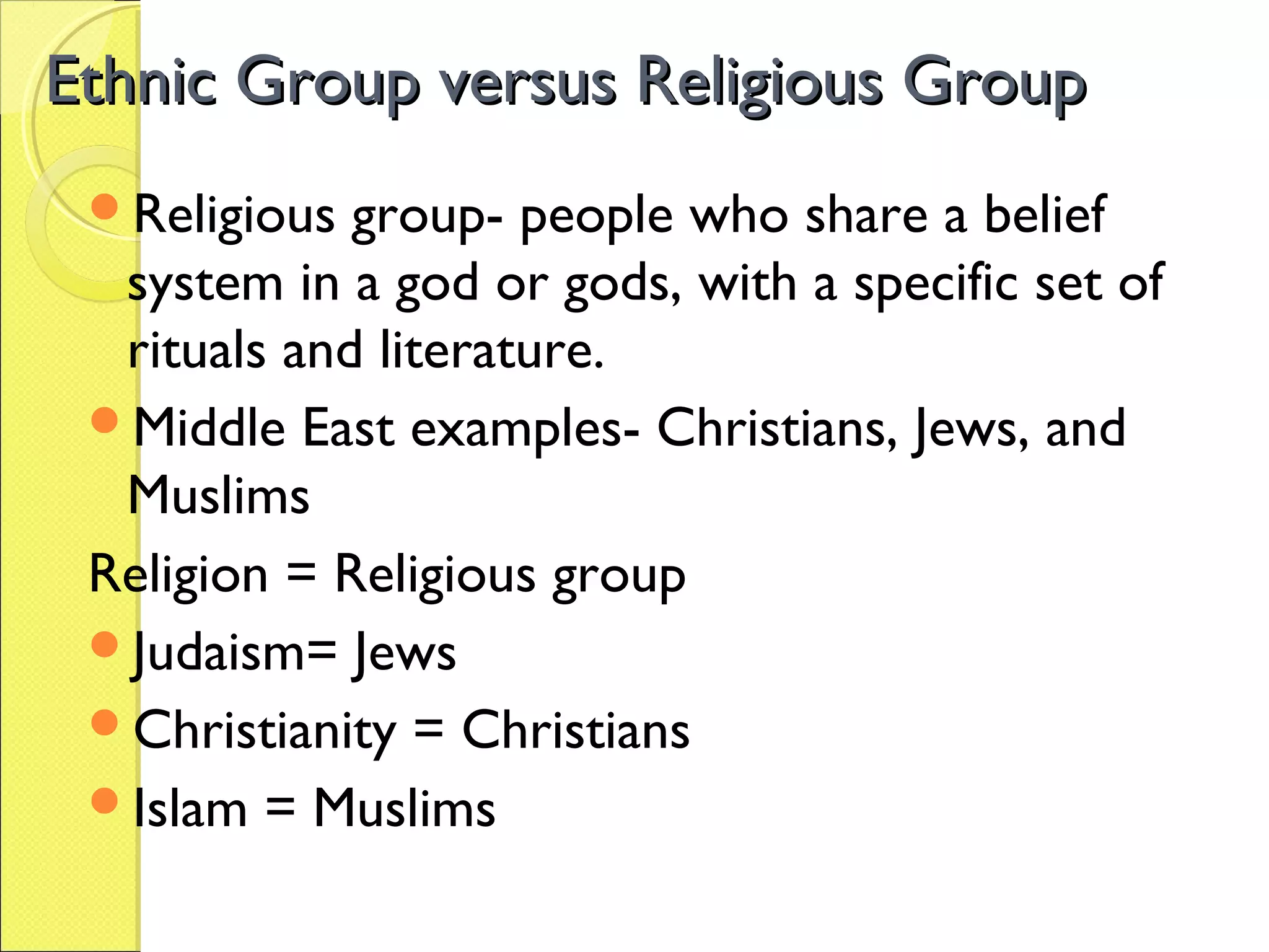 Ethnic group versus religious group | PPT