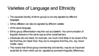 Ethnicity and language use | PPTX