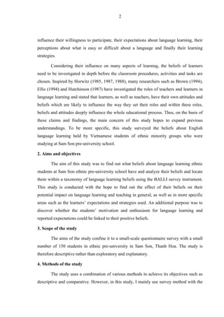 Ethnic minority students beliefs about English language learning-A ...