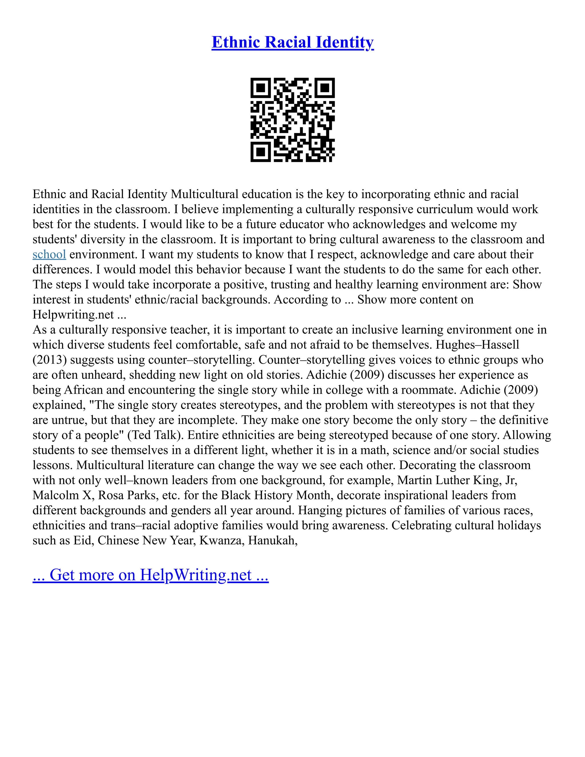 Ethnic Racial Identity | PDF